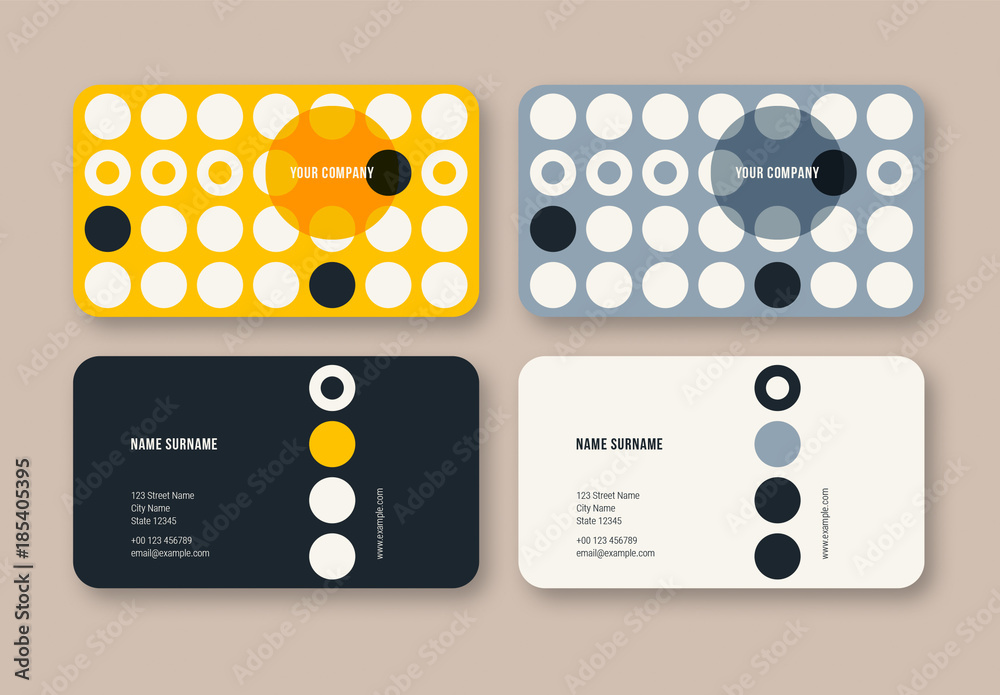 Business Card Layout with Repeating Circles Stock Template | Adobe Stock