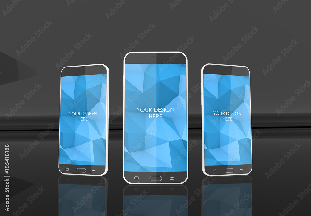 Modelo de 3 Screen Smartphone MockUp do Stock | Adobe Stock