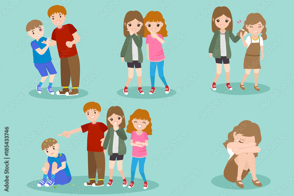 cartoon people with bullying problem vector de Stock | Adobe Stock
