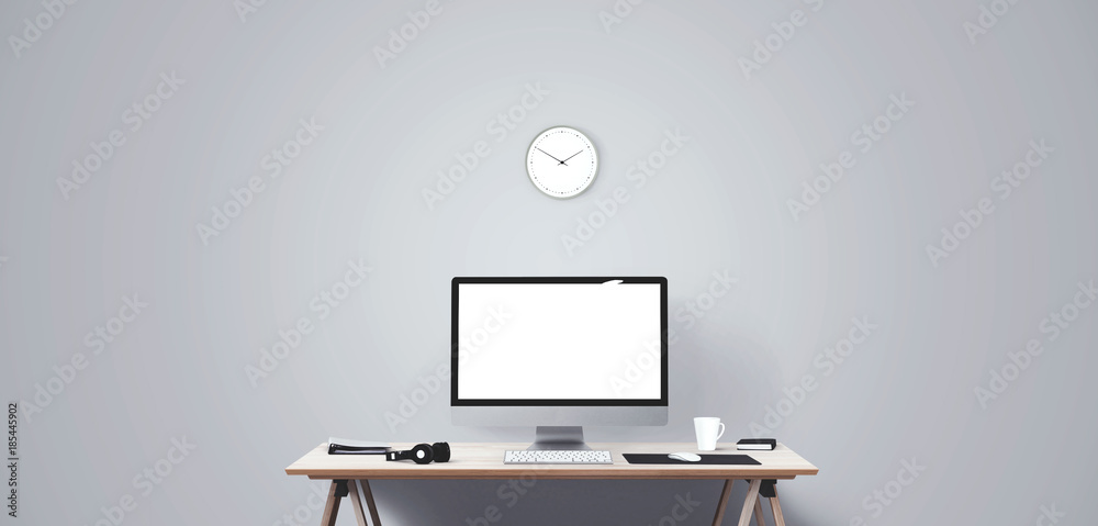 Desktop computer screen isolated. Modern creative workspace background ...