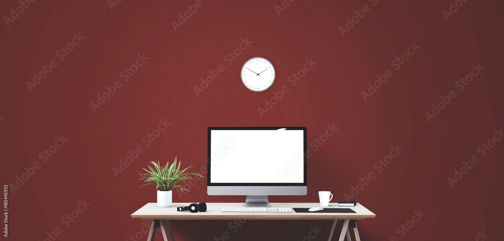 Desktop computer screen isolated. Modern creative workspace background ...