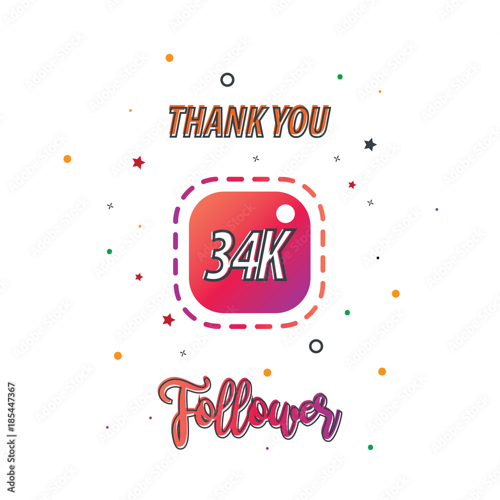 Thank You Design for Social Network and Follower. 34k Followers Stock ...