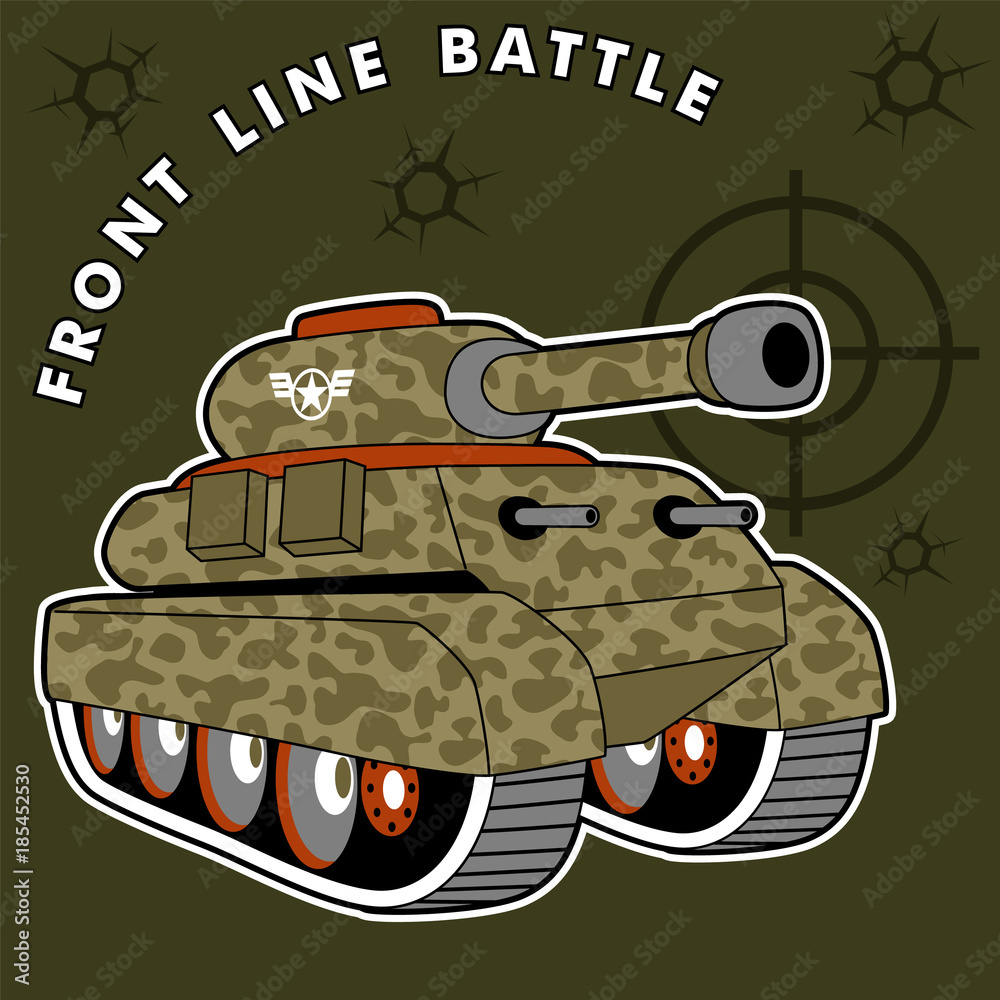 armored vehicle cartoon with heavy cannon Stock Vector | Adobe Stock