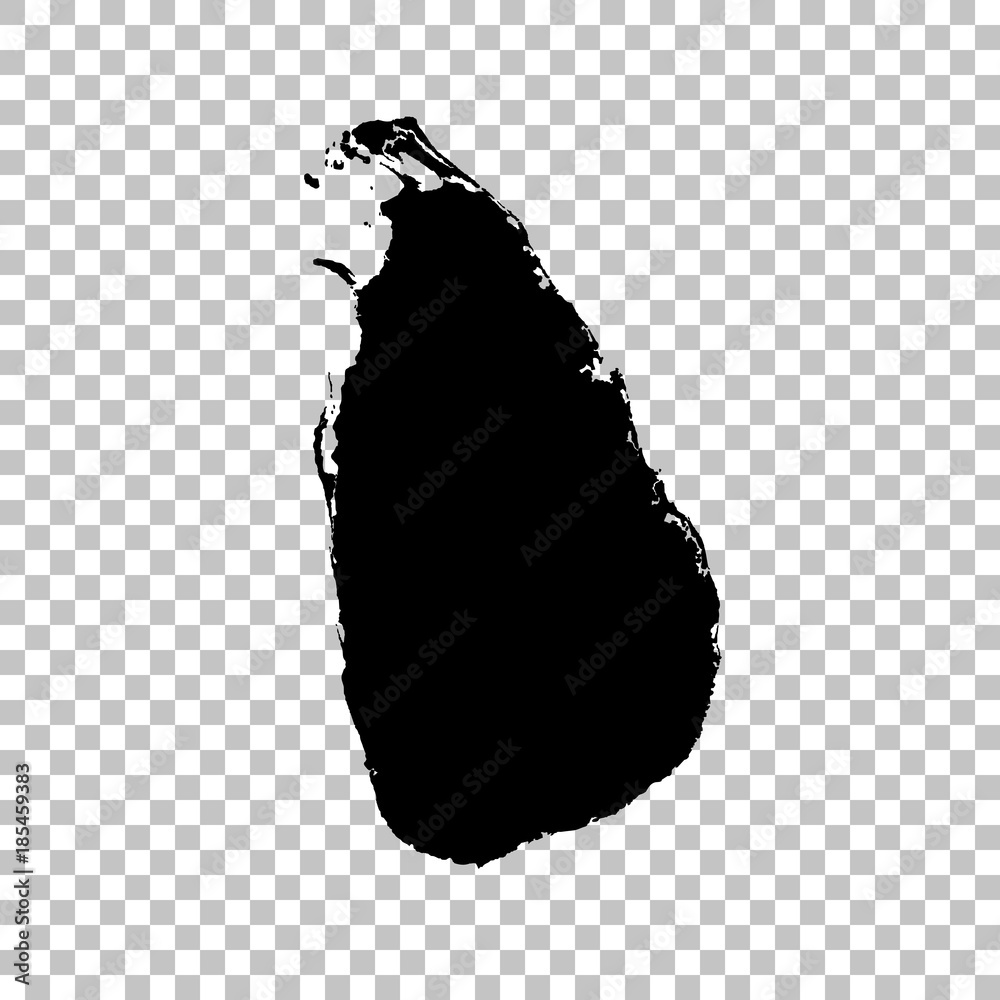 Vector map Sri Lanka. Isolated vector Illustration. Black on White ...