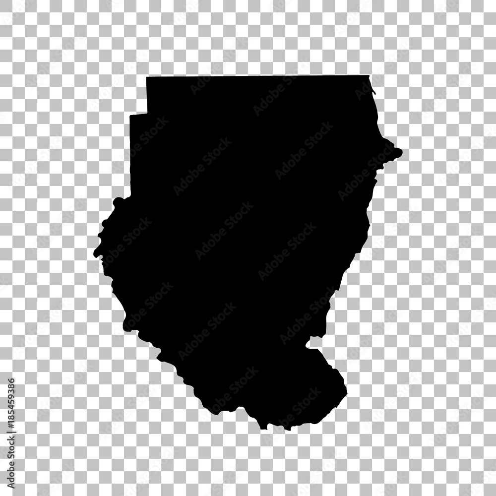 Vector map Sudan. Isolated vector Illustration. Black on White ...