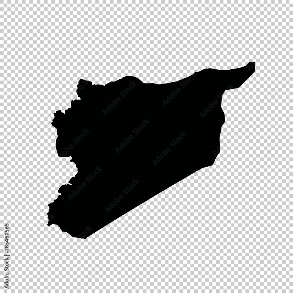 Vector map Syria. Isolated vector Illustration. Black on White ...