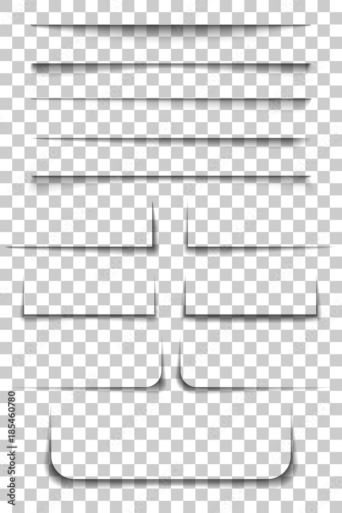 Page divider. Transparent realistic paper shadow effects on checkered ...