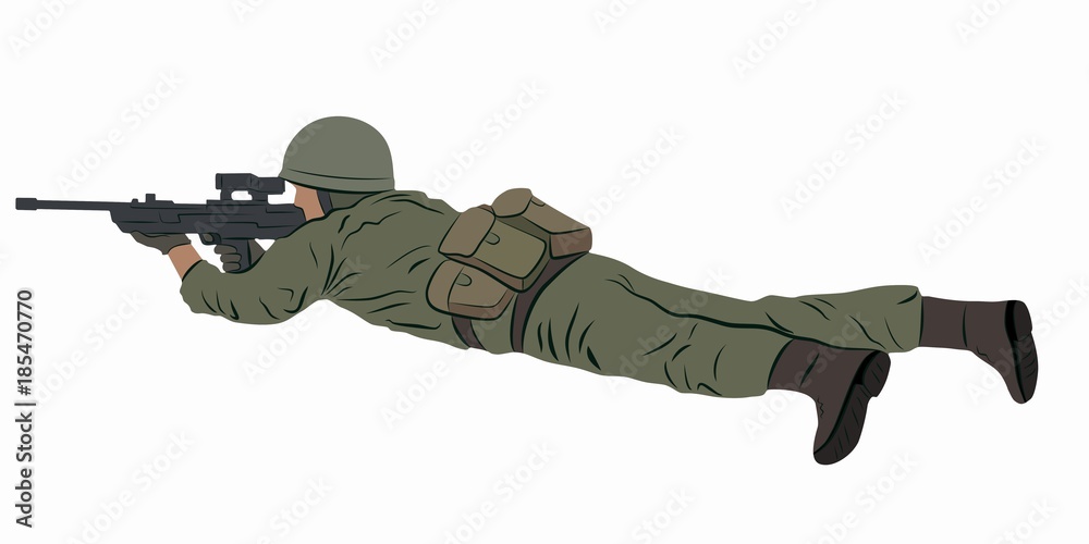 Soldier Shooting Gun Drawing
