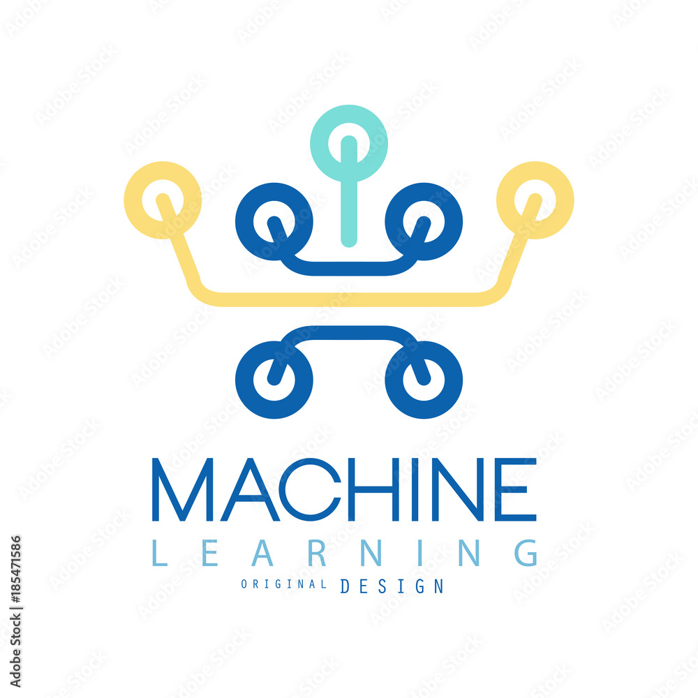 Flat minimal icon of machine learning and data science technology ...