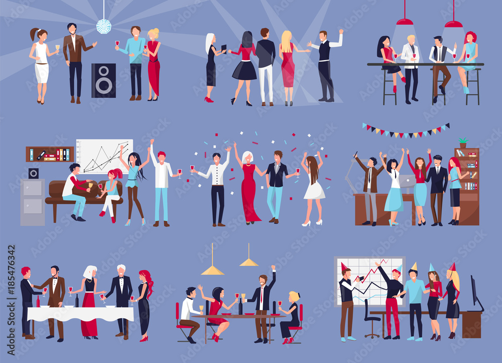 Group of People Celebrating Vector Illustration Stock Vector | Adobe Stock