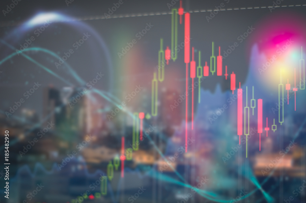 Stock market digital graph chart on LED display concept. A large ...