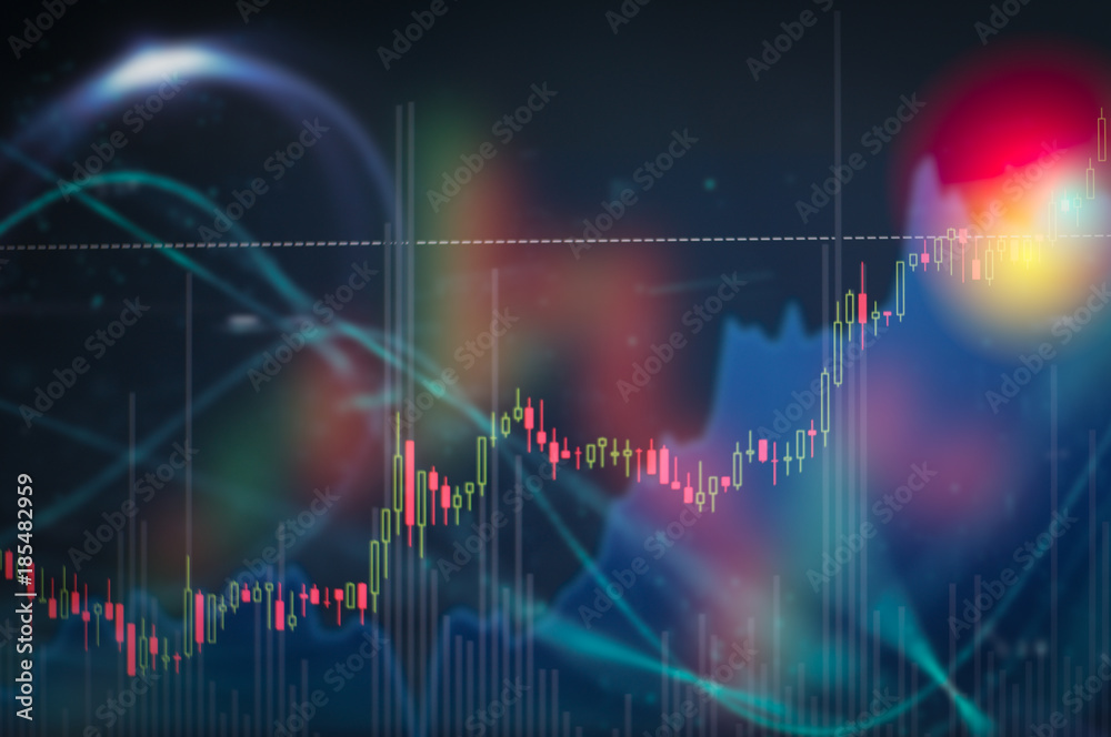 Stock market digital graph chart on LED display concept. A large ...
