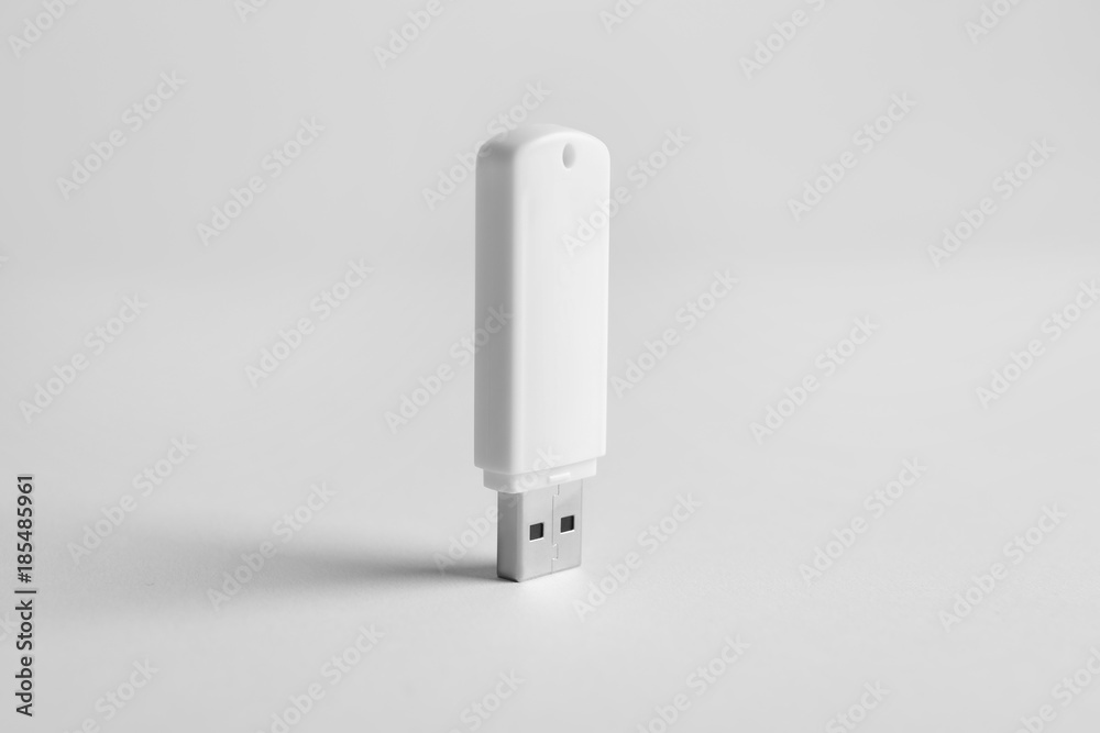Blank USB flash drive on white background. Mockup for design Stock ...