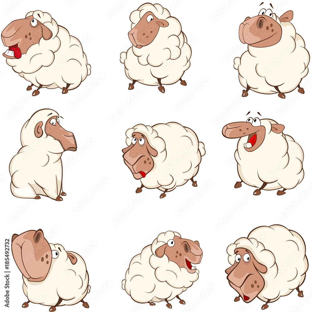 Set of Cartoon Illustration Sheep for you Design Stock Vector | Adobe Stock