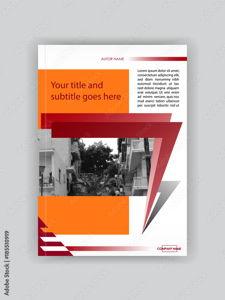 Red orange Cover design booklet template, book, magazine, flyer, banner ...