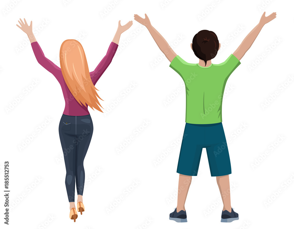 Boy and girl from the back. Rear view of young couple. Backside view of ...