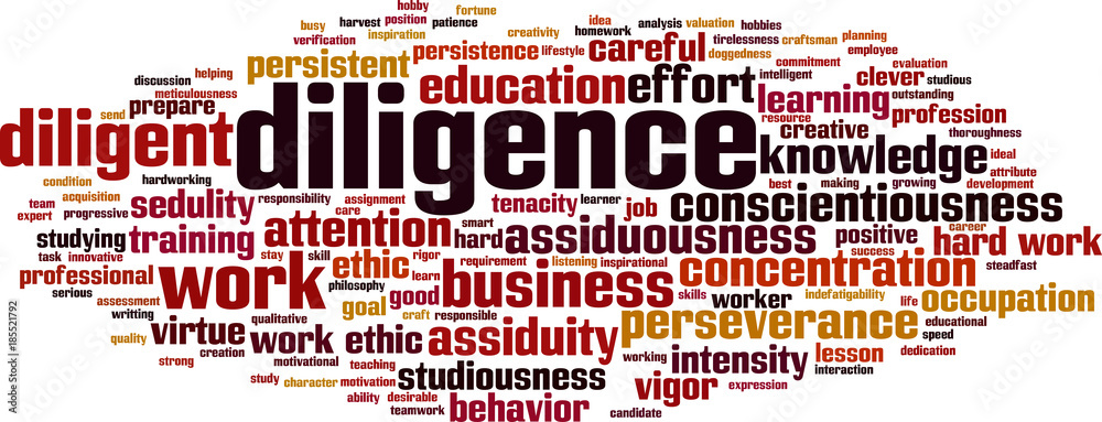 Diligence word cloud Stock Vector | Adobe Stock
