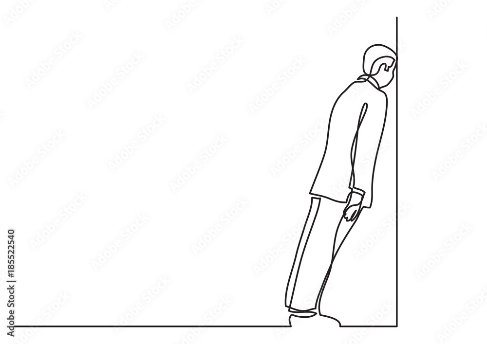 continuous line drawing of business situation - man stuck in dead end ...