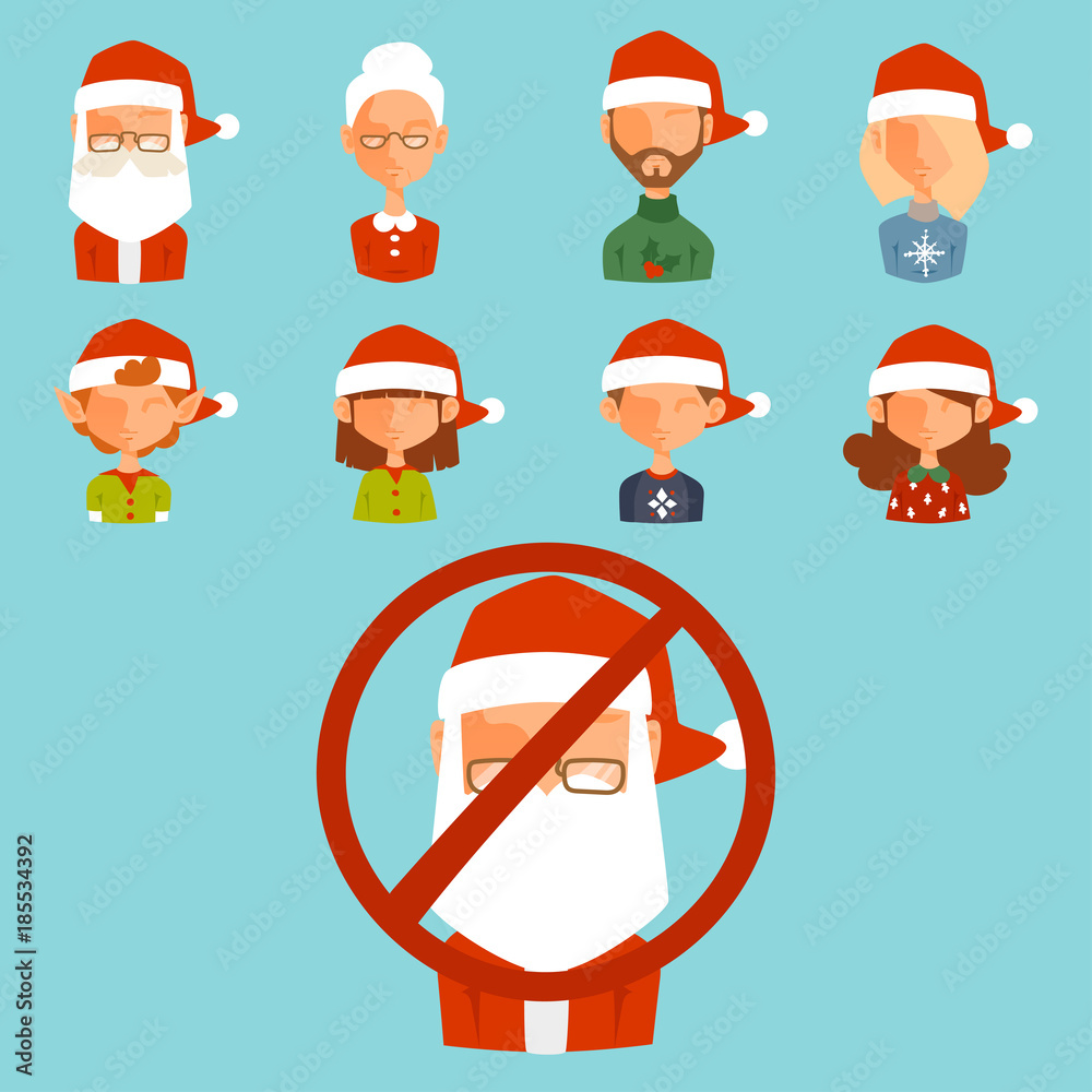 Santa Claus avatar face characters vector face avatars like santa claus ...