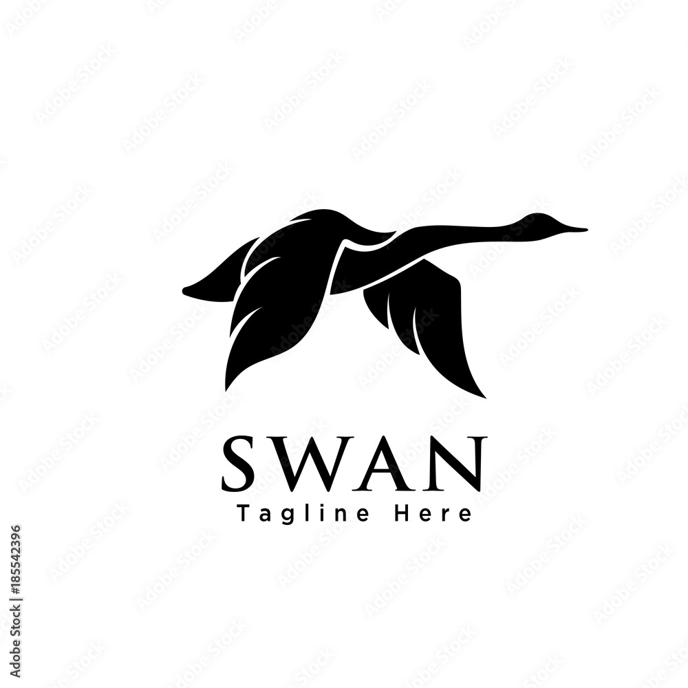 silhouette flying swan art logo Stock Vector | Adobe Stock