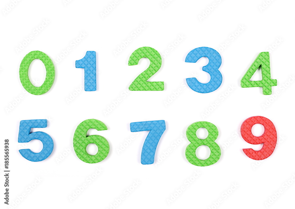 Alphabet numbers isolated on white background, top view Stock-Foto ...