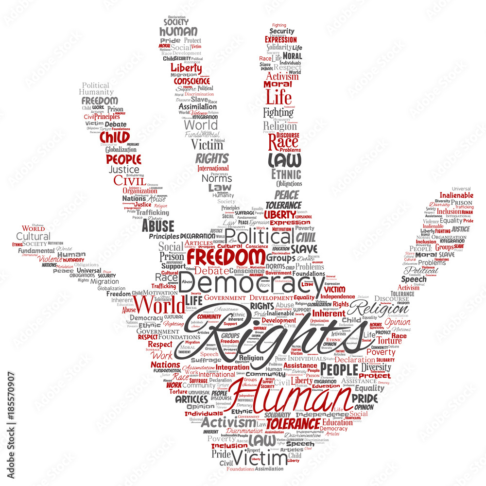 Vector conceptual human rights political freedom, democracy hand print ...