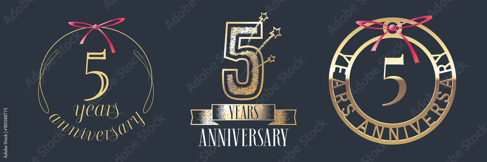 5 years anniversary vector icon, logo set Stock Vector | Adobe Stock