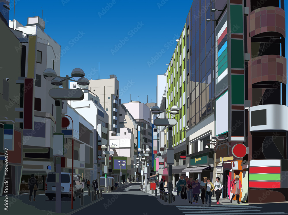 渋谷センター街 Stock イラスト | Adobe Stock