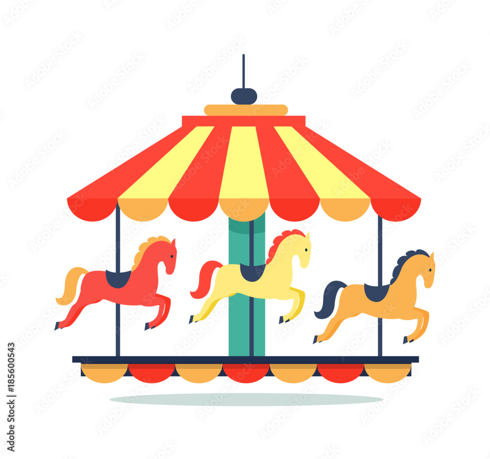 Bright Revolving Carousel Icon Vector Illustration Stock Vector | Adobe ...