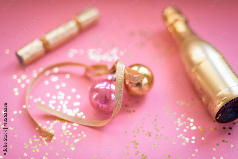 Pink and Gold festive flat lay celebration theme Stock Photo | Adobe Stock