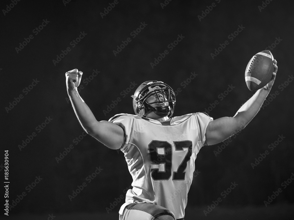 american football player celebrating after scoring a touchdown Stock ...