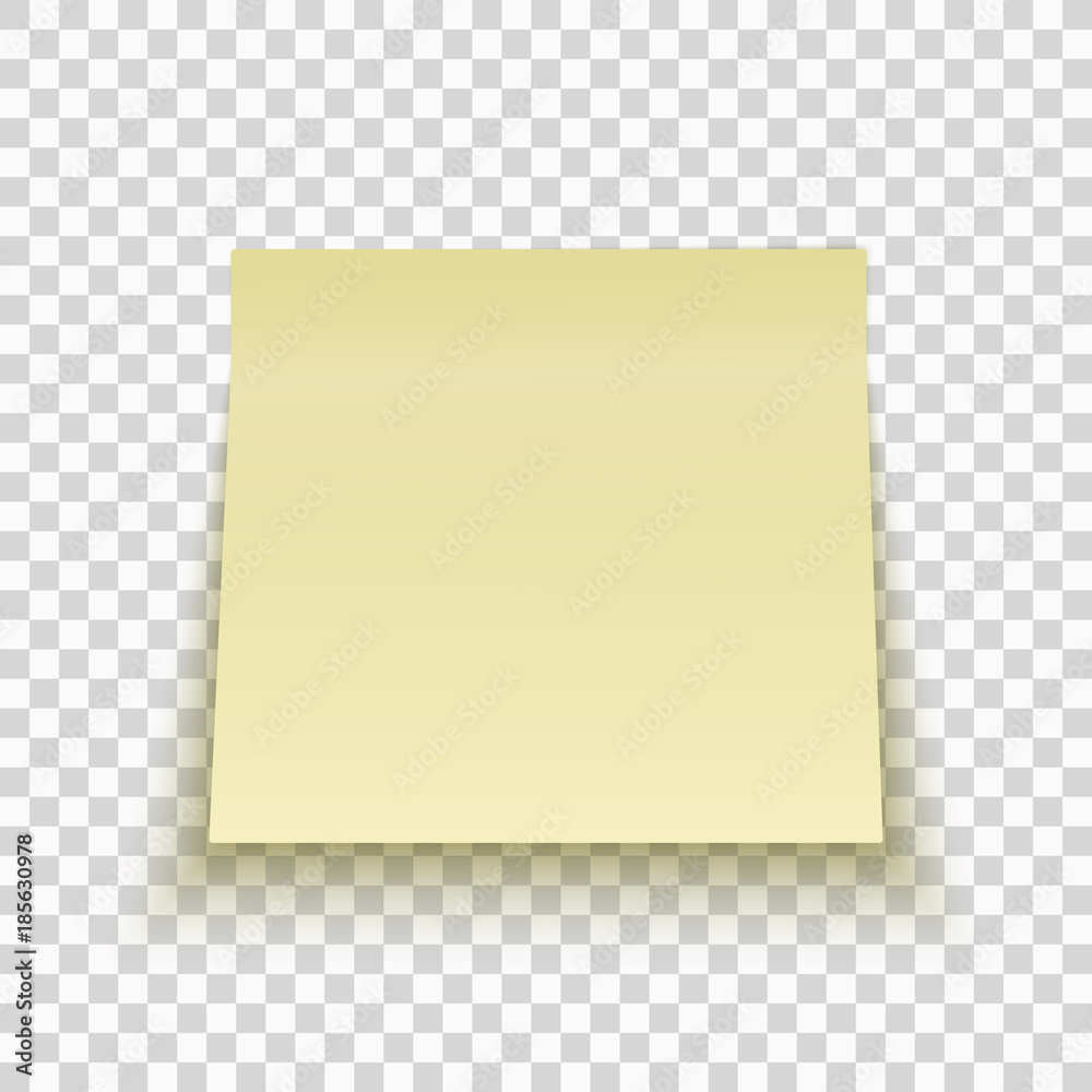 Yellow sticky note isolated on transparent background. Office note ...