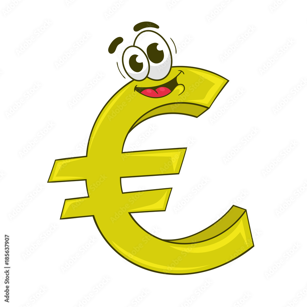 cartoon funny currency sign Euro, vector illustration Stock Vector ...