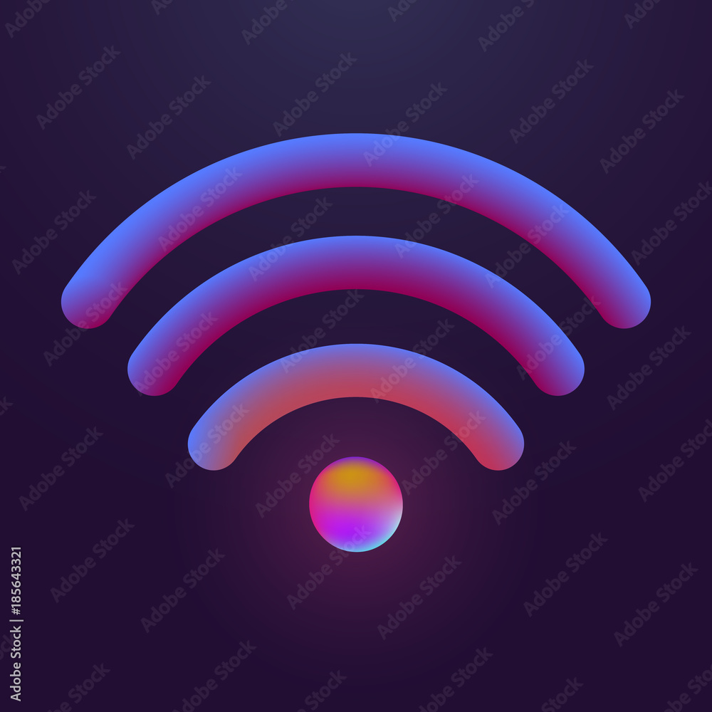Abstract realistic 3d colorful wifi icon shape. Modern vector ...