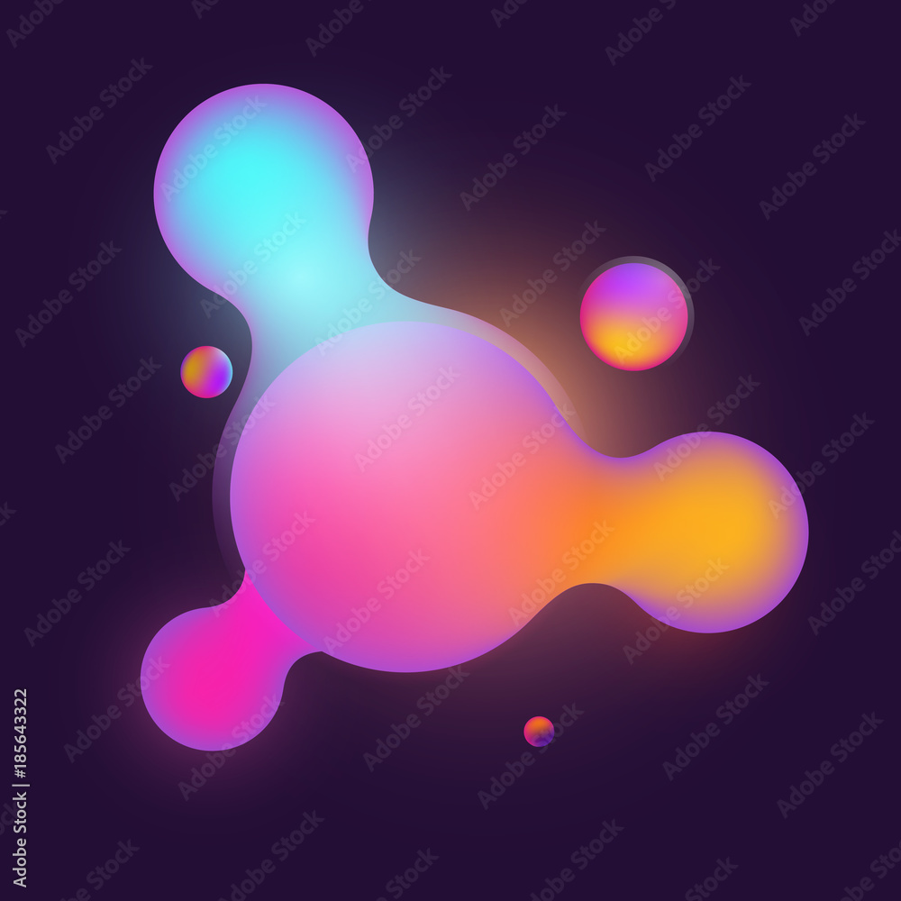 Abstract realistic 3d colorful atom or molecule shape. Modern vector ...