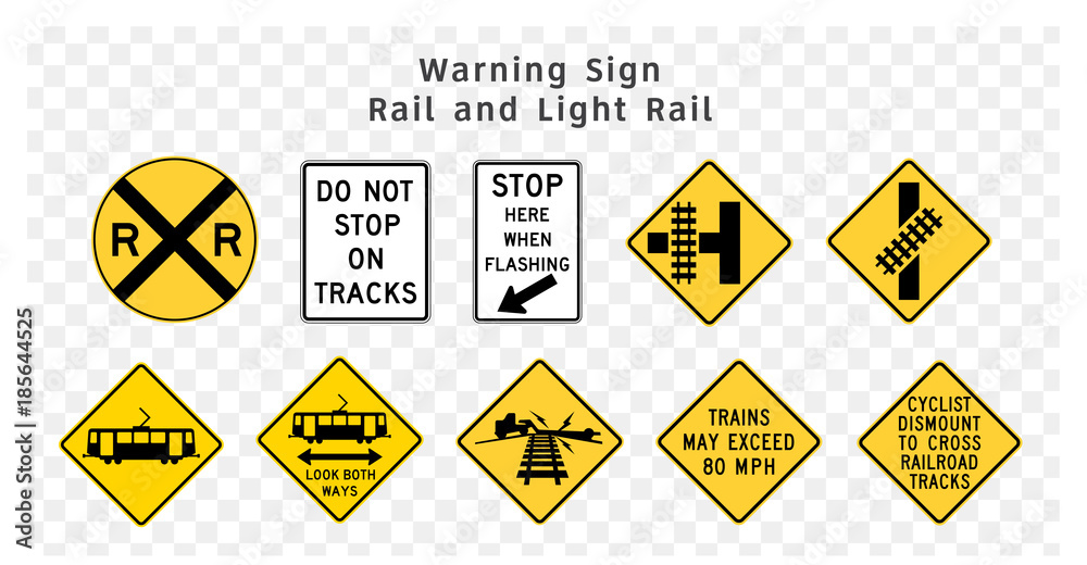 Road sign. Warning. Rail and Light Rail. Vector illustration on ...
