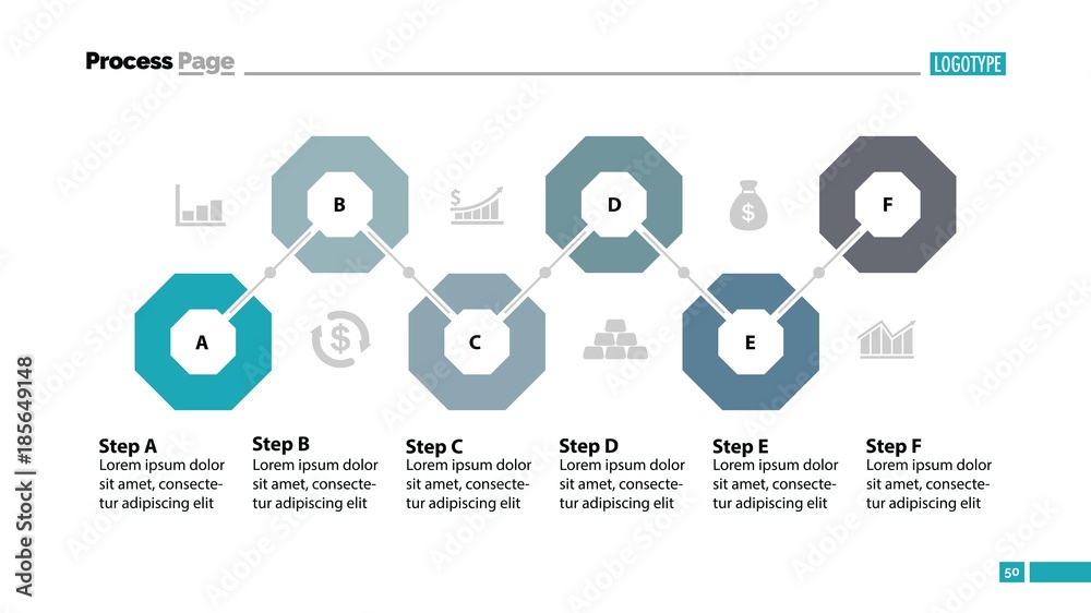 Six steps flowchart template design Stock Vector | Adobe Stock