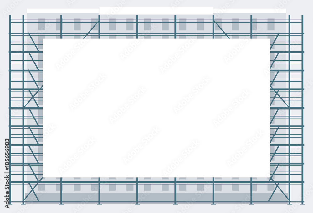 Vector illustration of a display on a construction site background ...