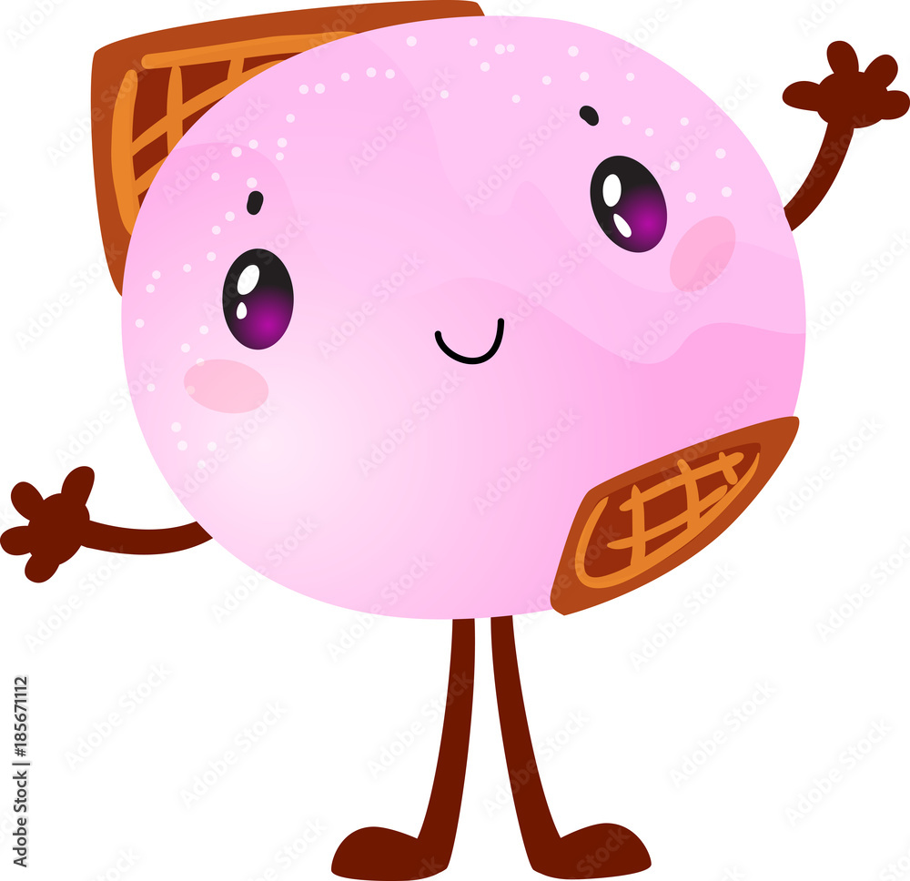 Funny cute smiley ice cream character with smiling face, arms and legs ...