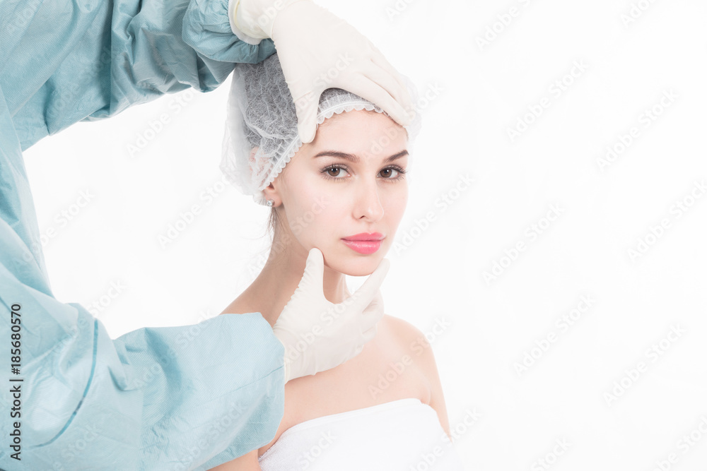 Professional plastic surgery services. Portrait of beautiful white ...