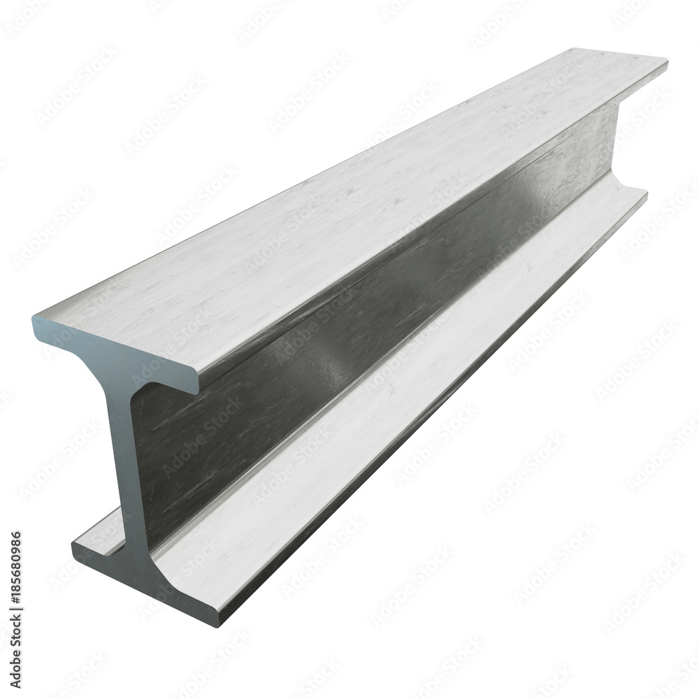 Steel metallurgy I-beam profile 3d render isolated on white background ...