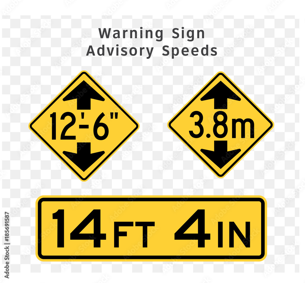 Road sign. Warning. Low Clearances. Vector illustration on transparent ...