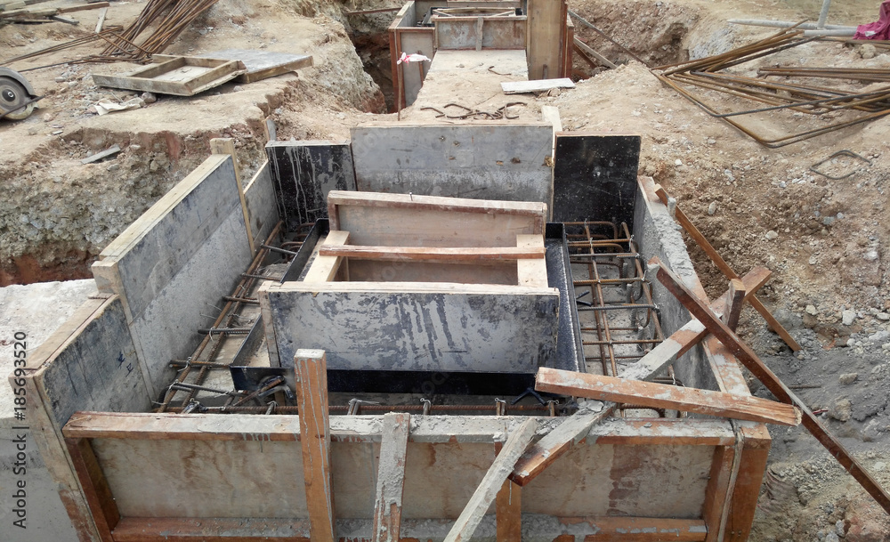 Underground precast concrete drainage under construction at the ...