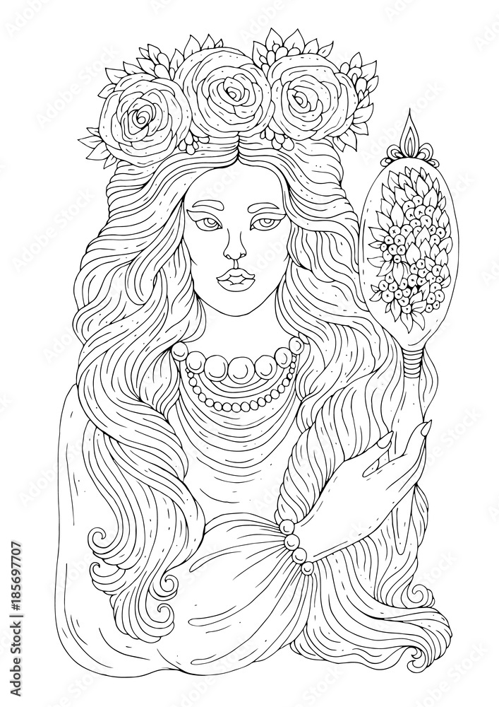 Hand Mirror Coloring Page