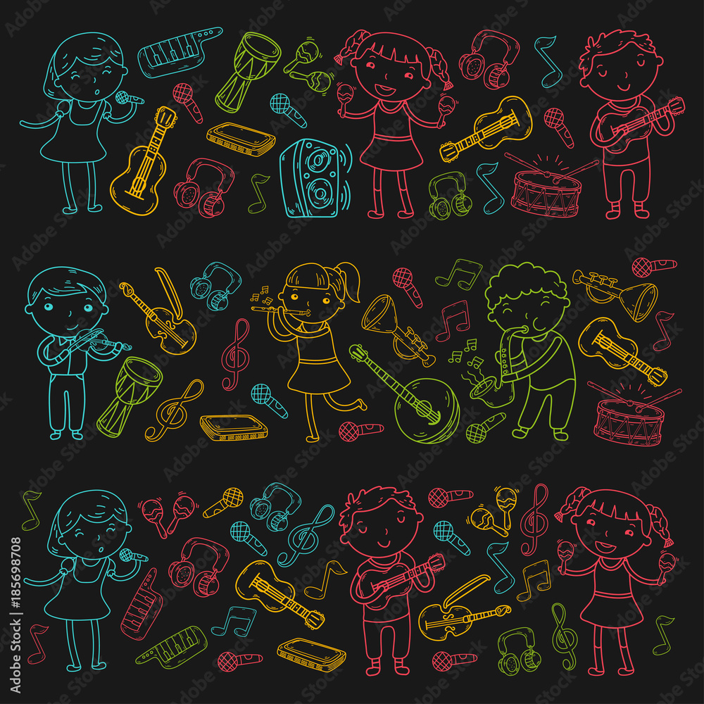 Music school for kids Vector illustration Children singing songs ...