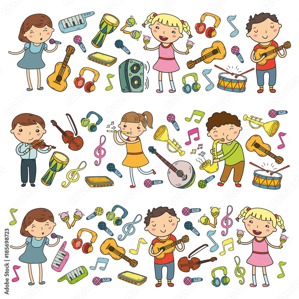 Music school for kids Vector illustration Children singing songs ...