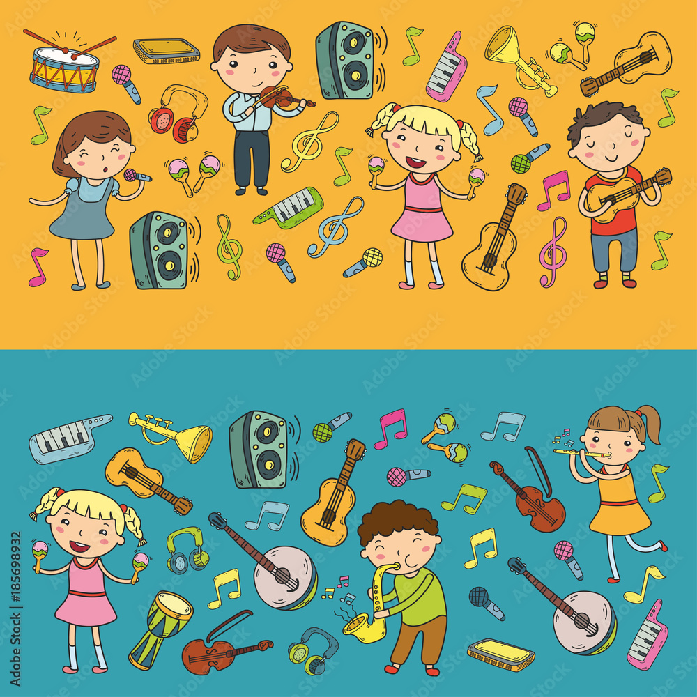Music School For Kids Vector Illustration Children Singing Songs music-school-for-kids-vector-illustration-children-singing-songs