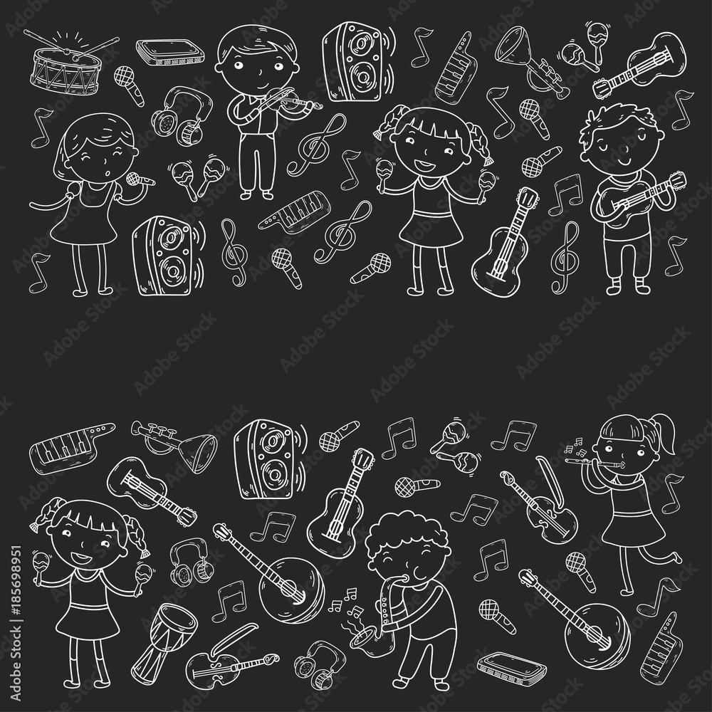 Music school for kids Vector illustration Children singing songs ...