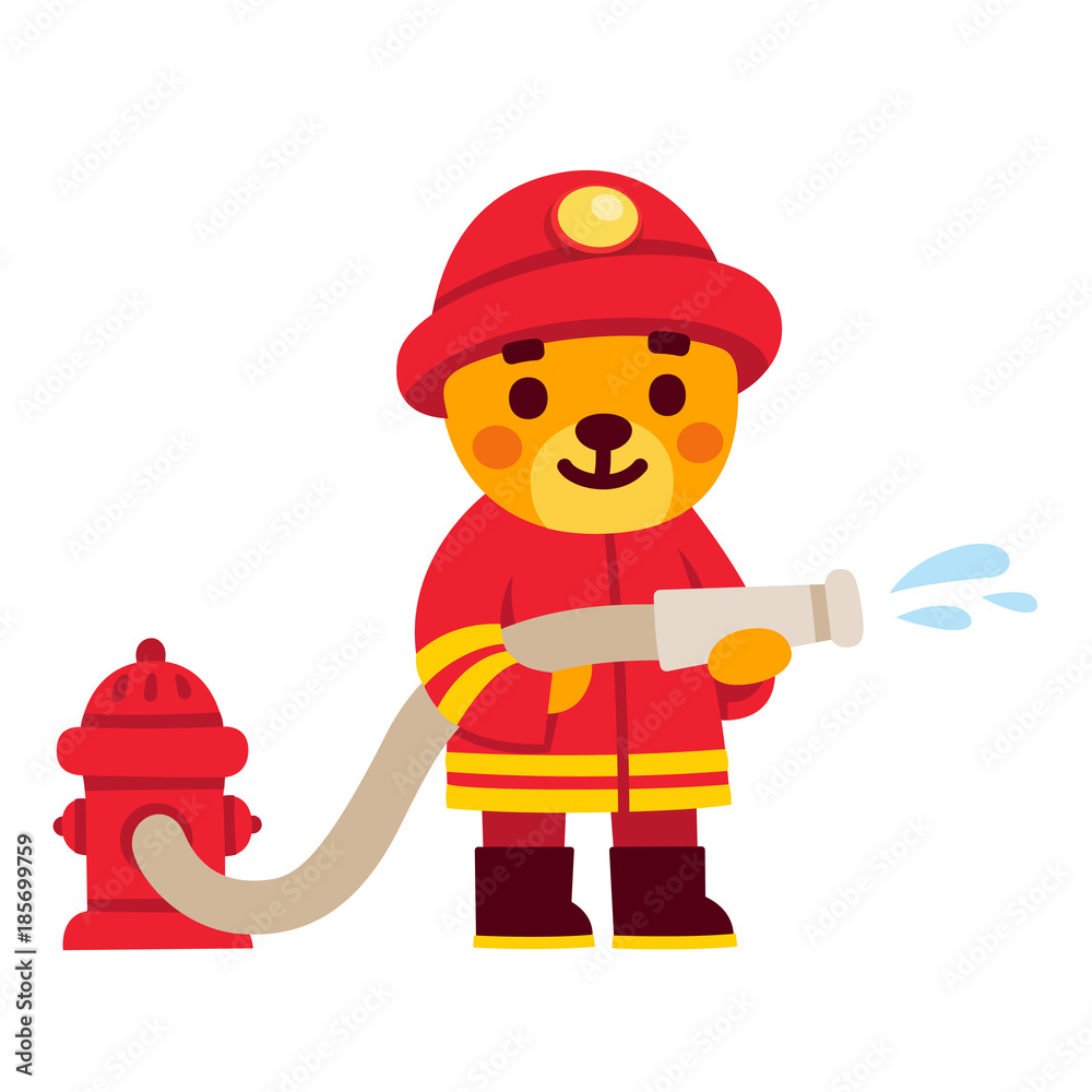 Cute cartoon firefighter Stock Vector | Adobe Stock