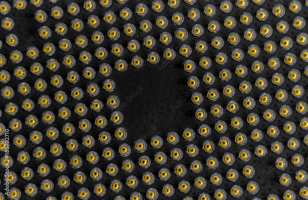 Pin Grid Array - Bottom of Computer Microprocessor - Closeup view of ...